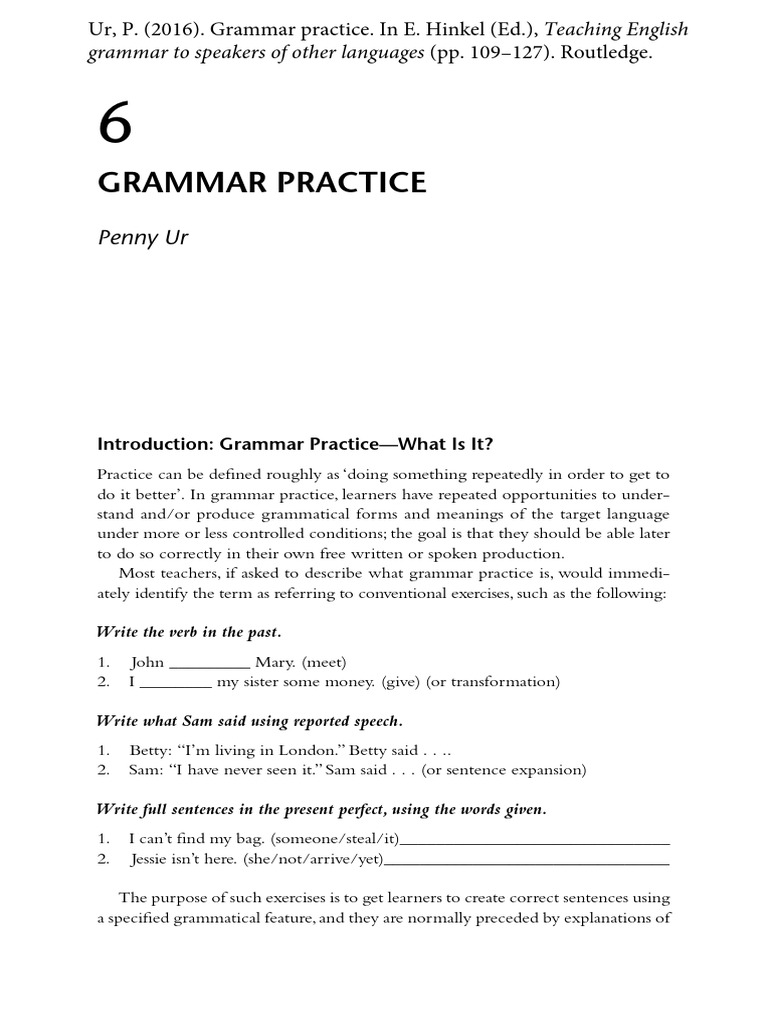 Understanding Grammar Practice Methods | PDF | Language Education ...
