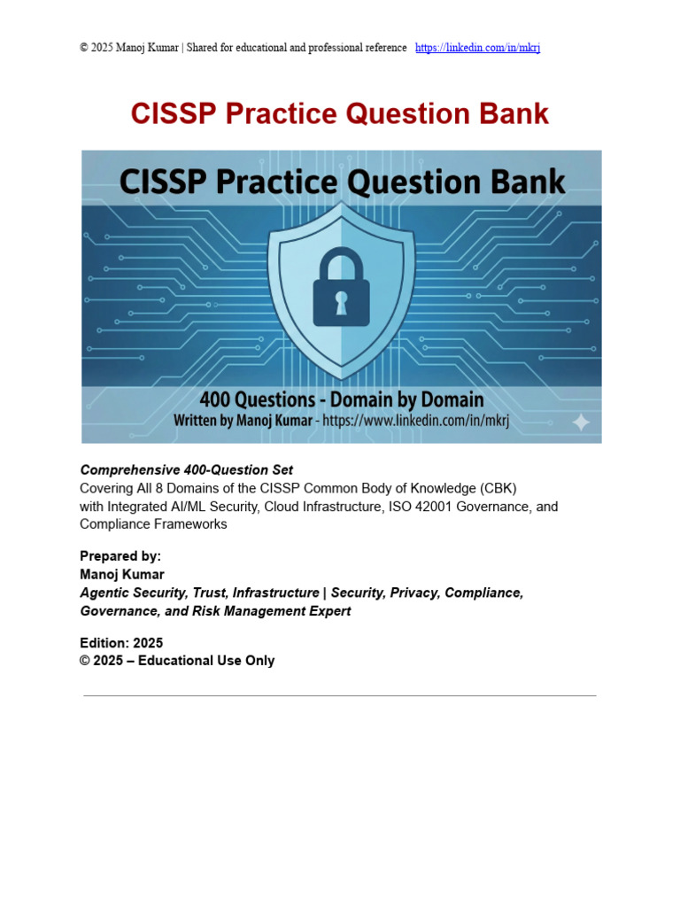 CISSP 400-Question Practice Bank | PDF | Proxy Server | Risk