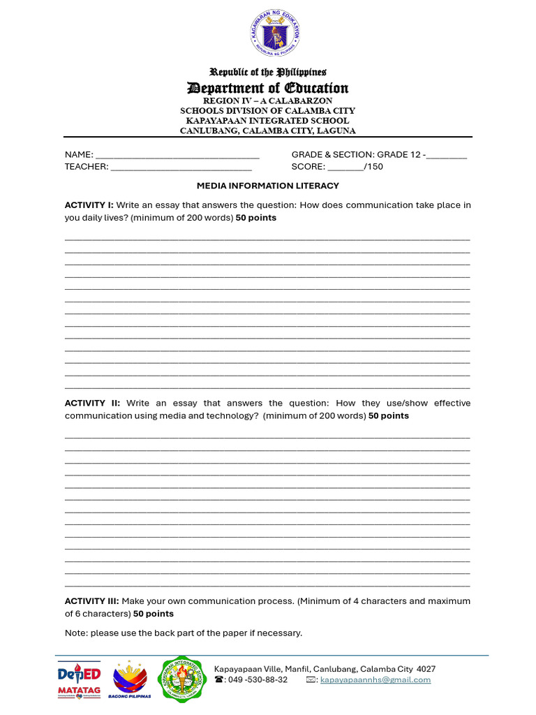 Week 1 Modular Activity Sheet | PDF