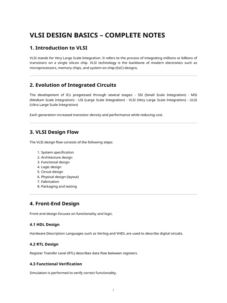 VLSI Design Basics: Complete Guide | PDF | Integrated Circuit | Very ...