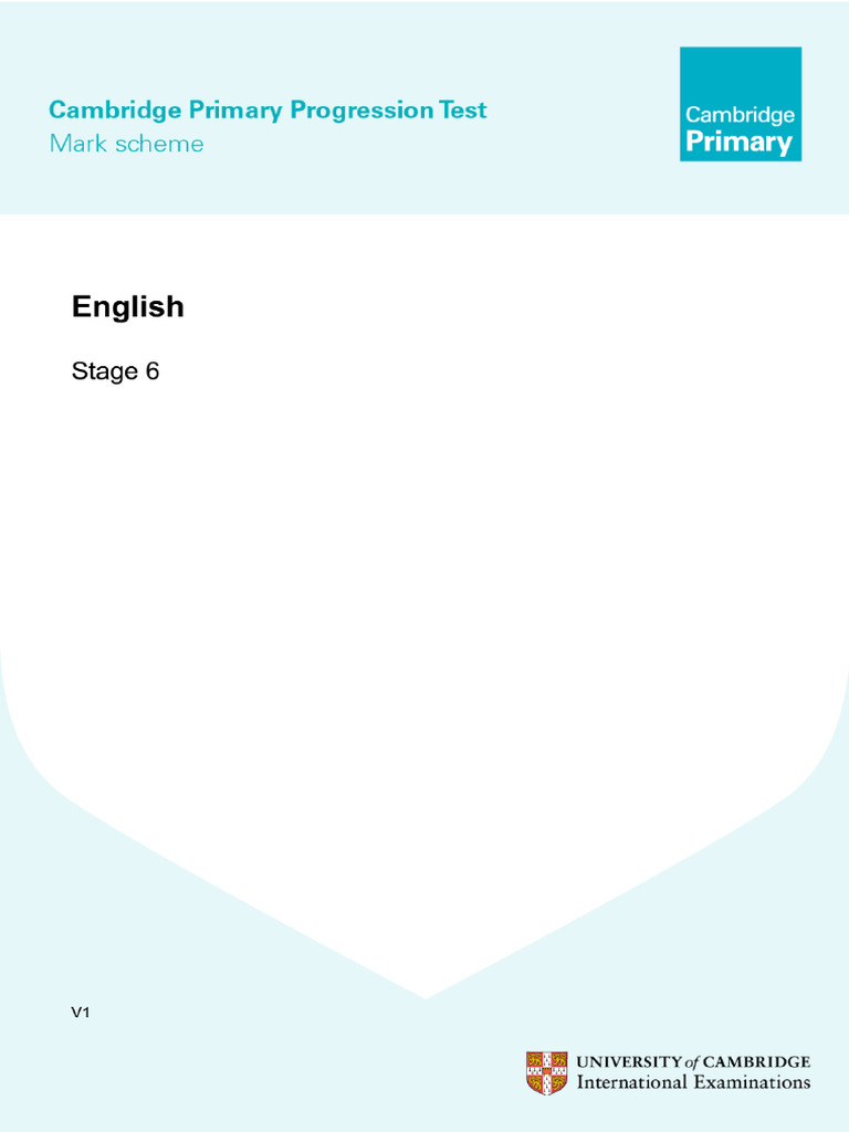 Stage 6 English Mark Scheme - Cambridge Primary | PDF