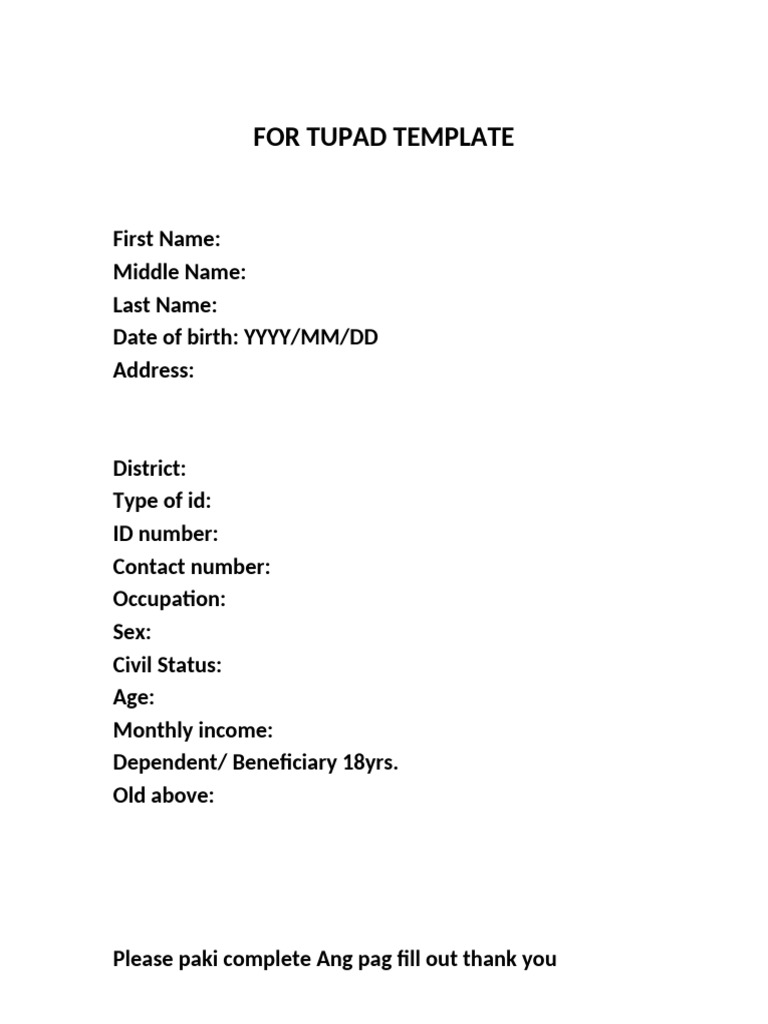 For Tupad Template | PDF
