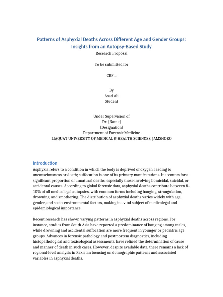 Asphyxial Death Patterns by Age & Gender | PDF | Autopsy | Medicine