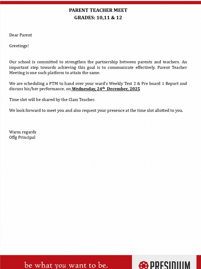 PTM Circular - 10 & 12 | PDF