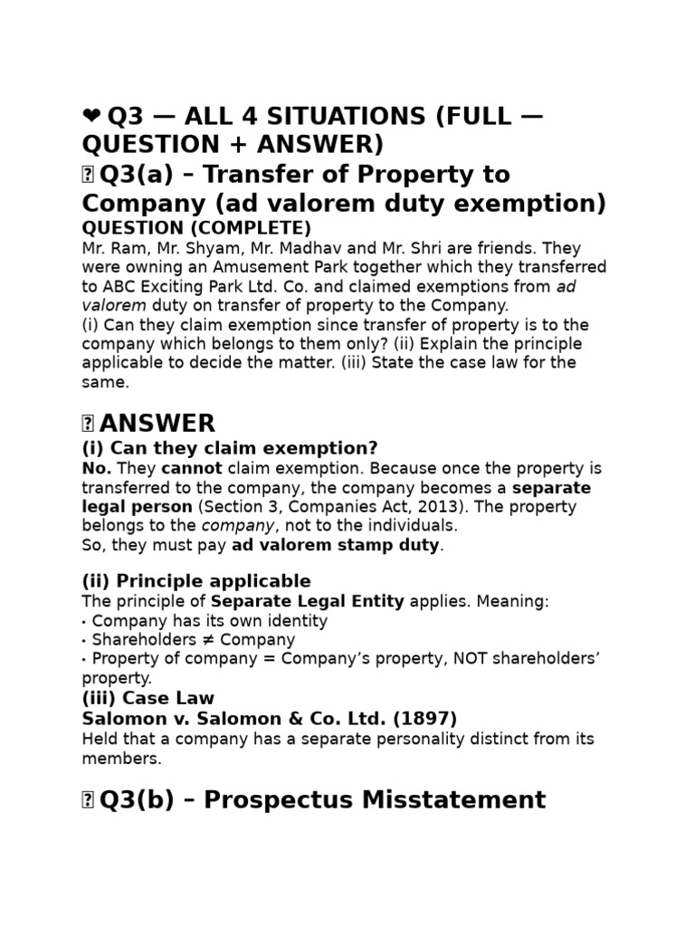Company Law Q3 Situational Analysis | PDF | Insider Trading | Fraud