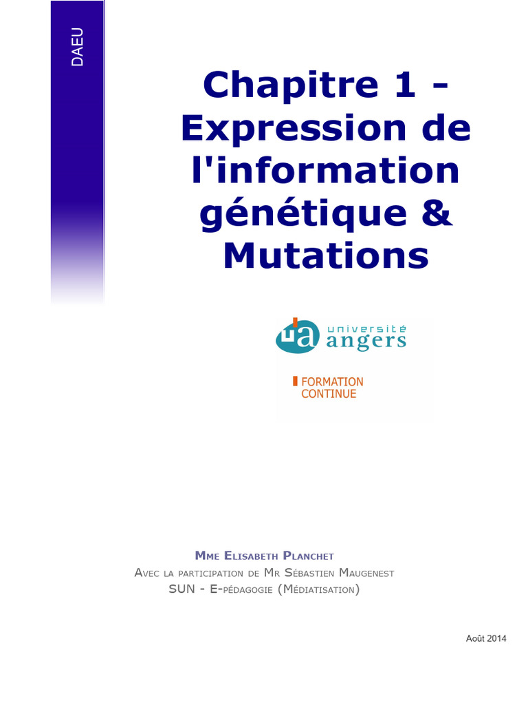 Expression génétique et mutations expliquées | PDF | Acide ...
