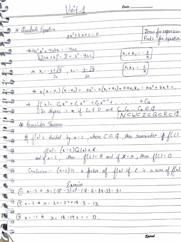 Algebra 1st Unit Notes | PDF