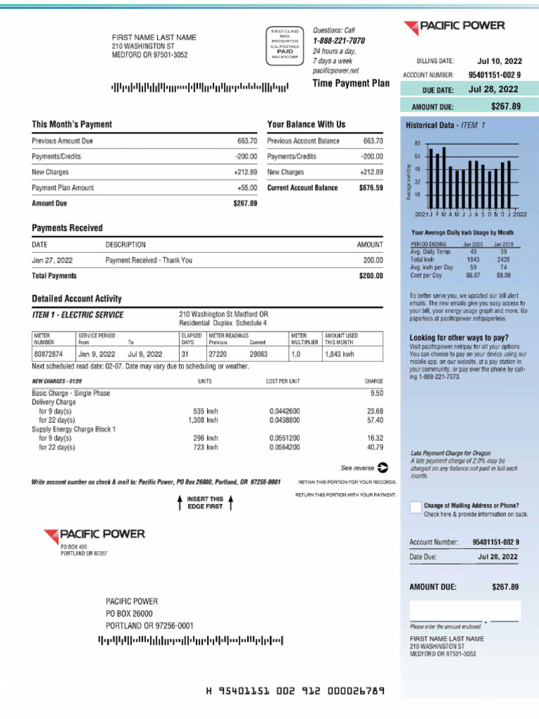 California Utility Bill Template | PDF