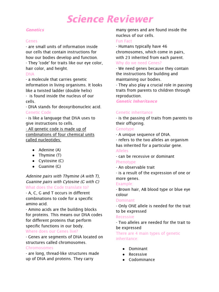 Genetic and Genetic Inheritance | PDF | Dominance (Genetics) | Genetics