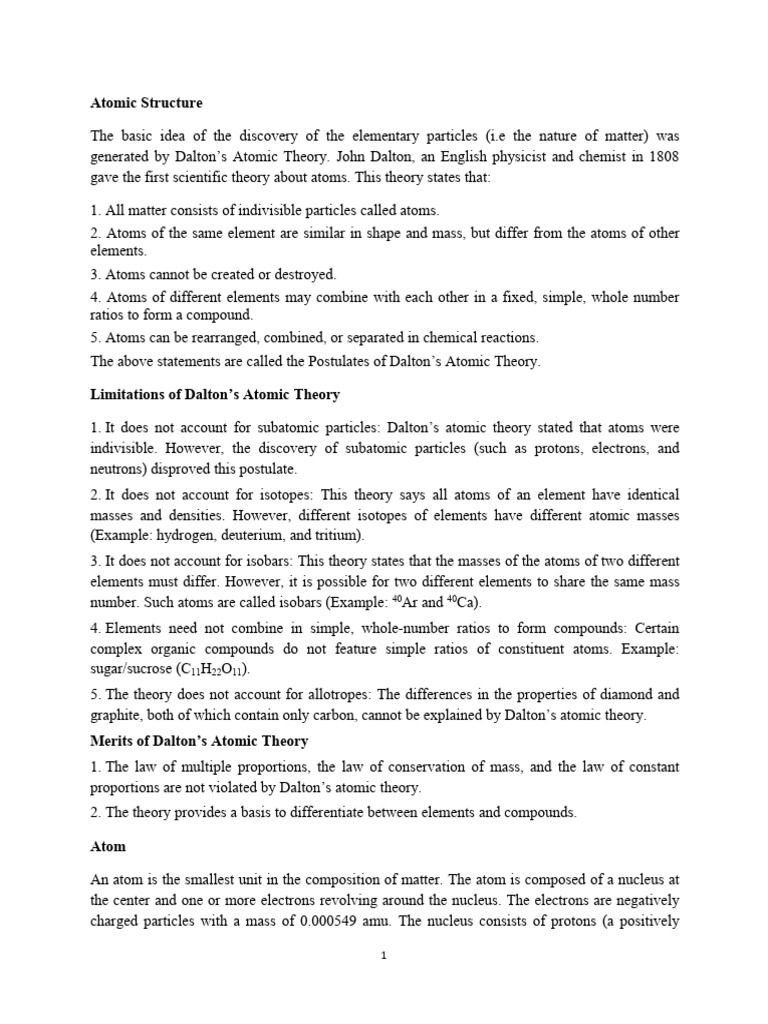 Atomic Structure | PDF | Atoms | Atomic Nucleus