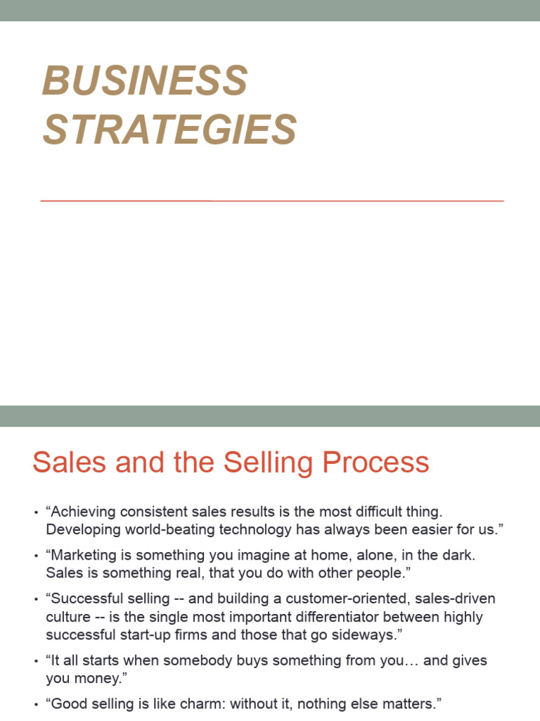 Effective Sales Strategies for Startups | PDF | Marketing Research ...