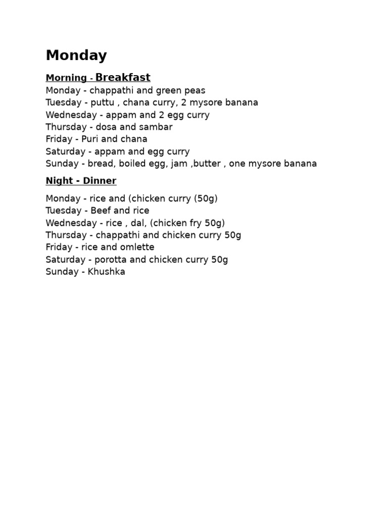Weekly Meal Plan: Breakfast & Dinner | PDF