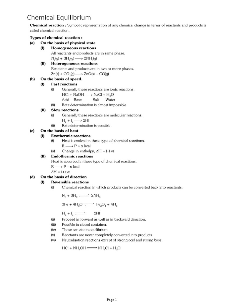 Chemical Equilibrium | PDF