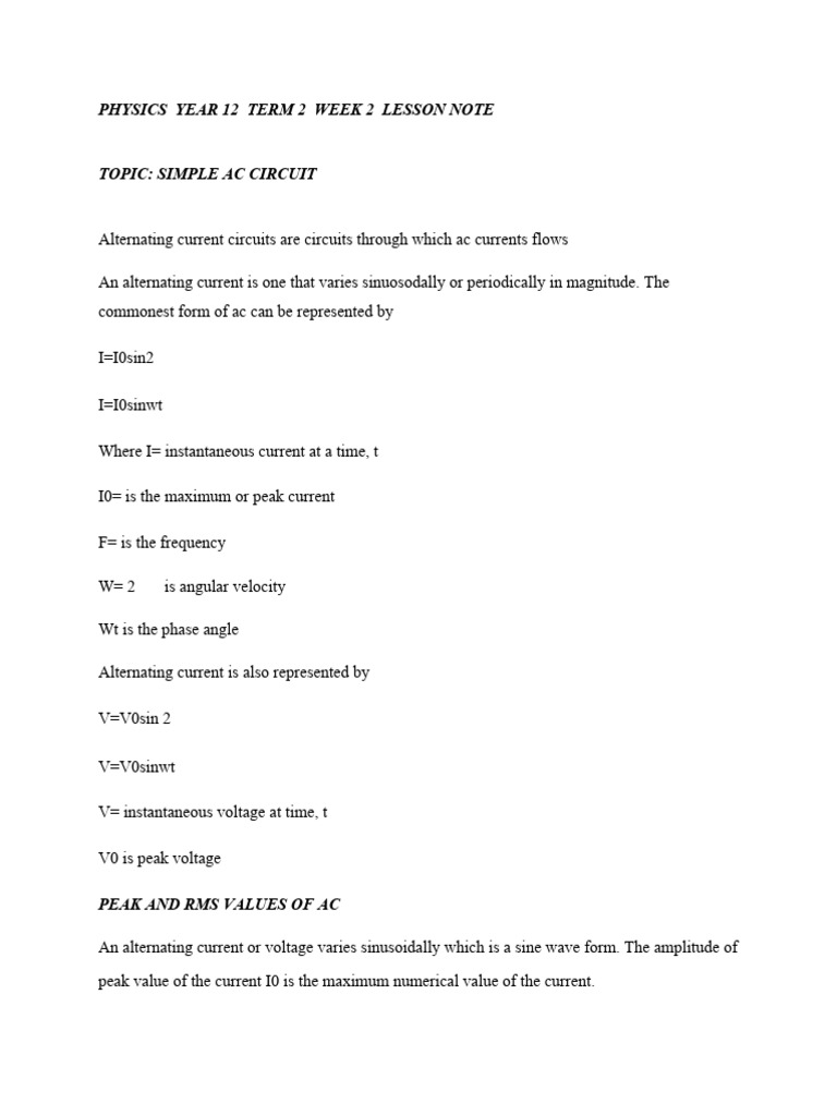 Simple AC Circuit Concepts and Calculations | PDF | Electrical ...