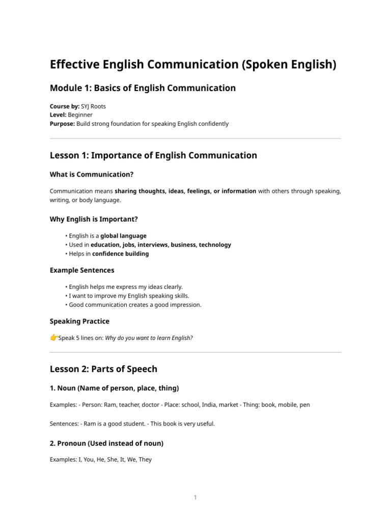Effective English Communication - Detailed PDF Notes (Module 1) | PDF ...