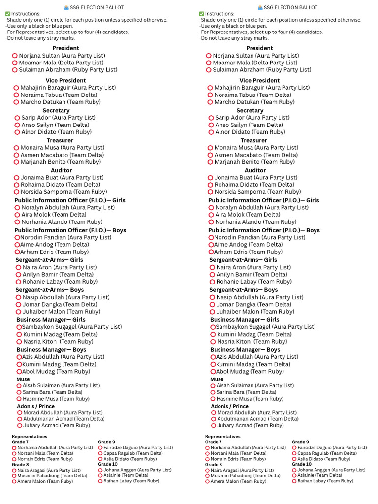 SSG Election Ballot Instructions | PDF