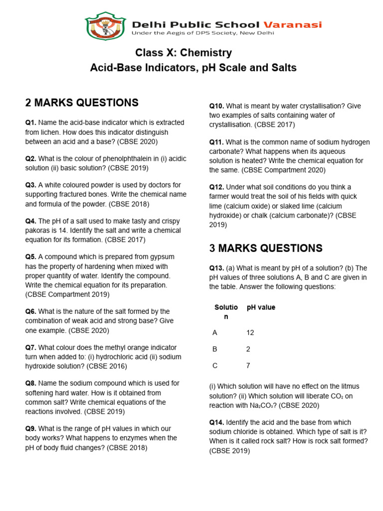 Acid-Base Indicators, PH Scale and Salts | PDF | Sodium Carbonate | Ph