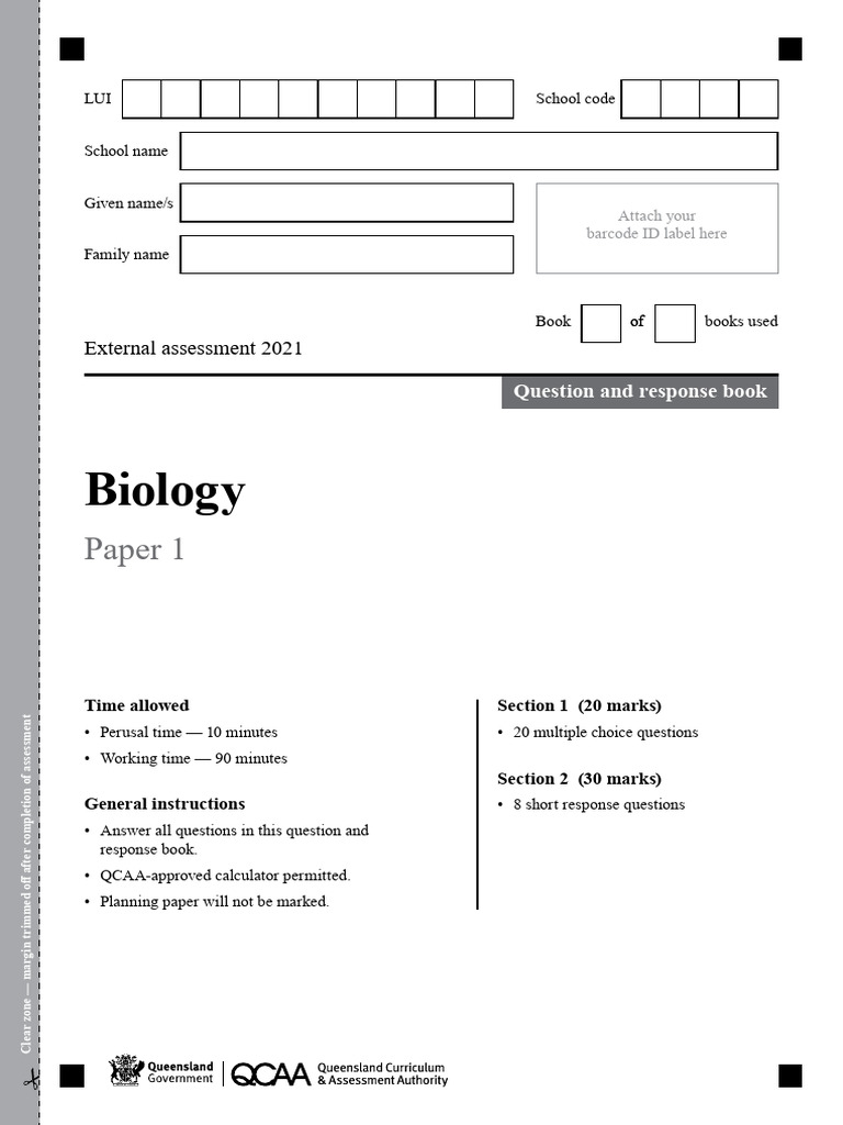 Biology Assessment Paper 2021 | PDF | Allele | Biology