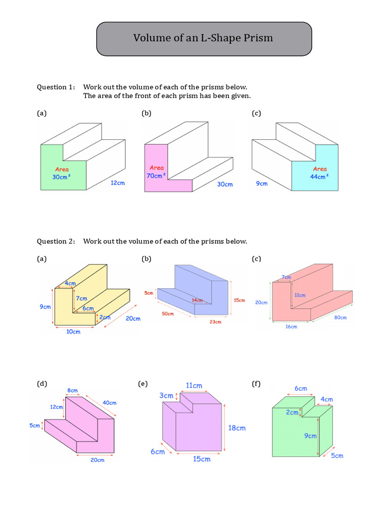 Volume of L Shape Prism - Homework | PDF