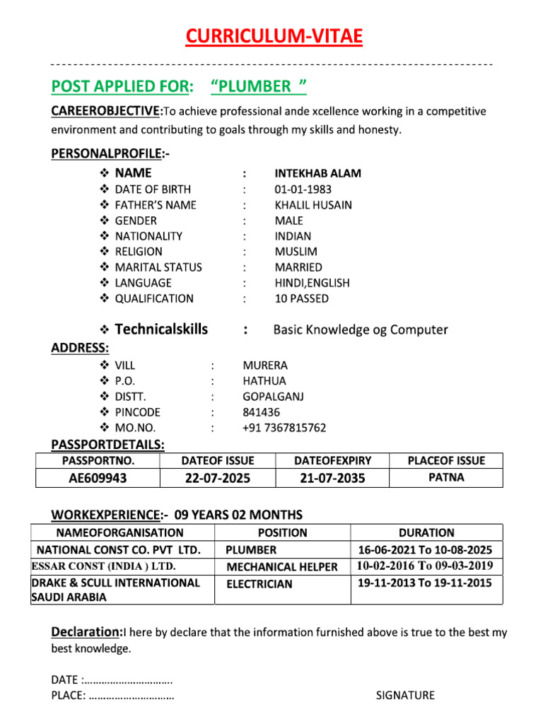 Intekhab Alam Resume | PDF