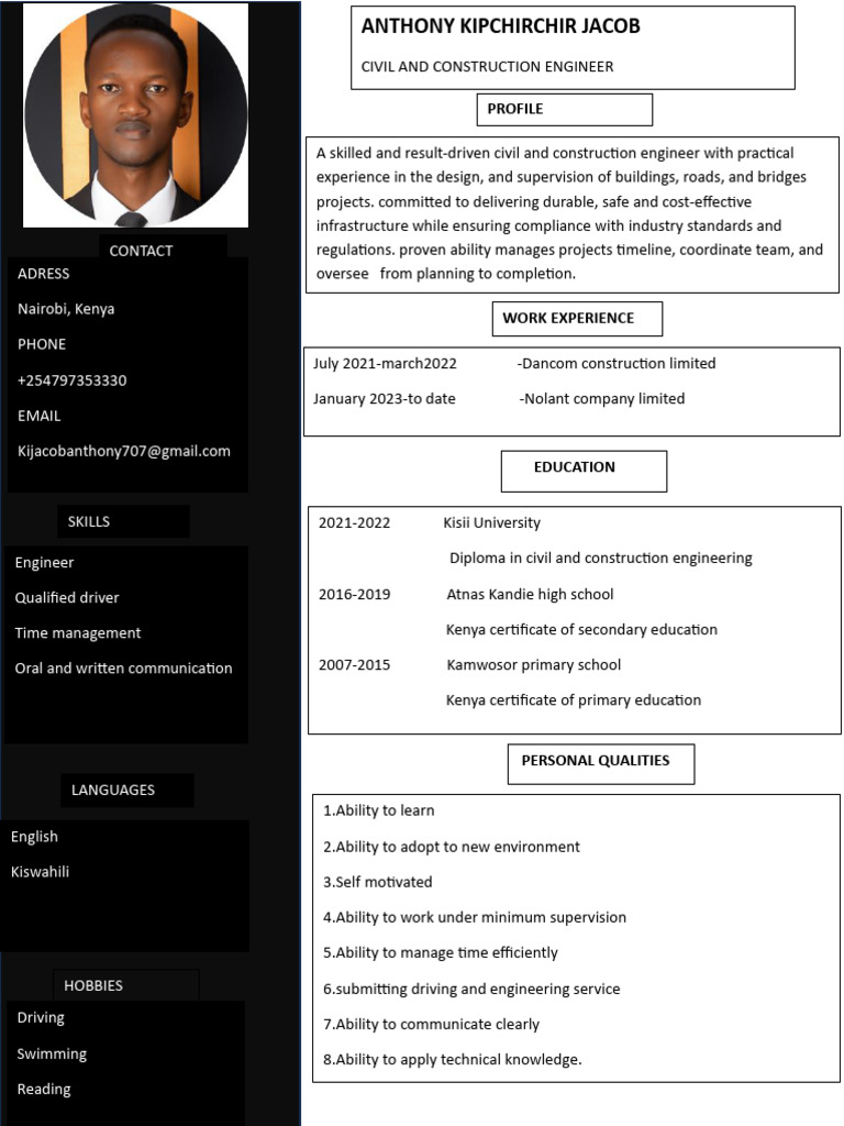 Anthony Kipchirchir Jacob Modern CV | PDF