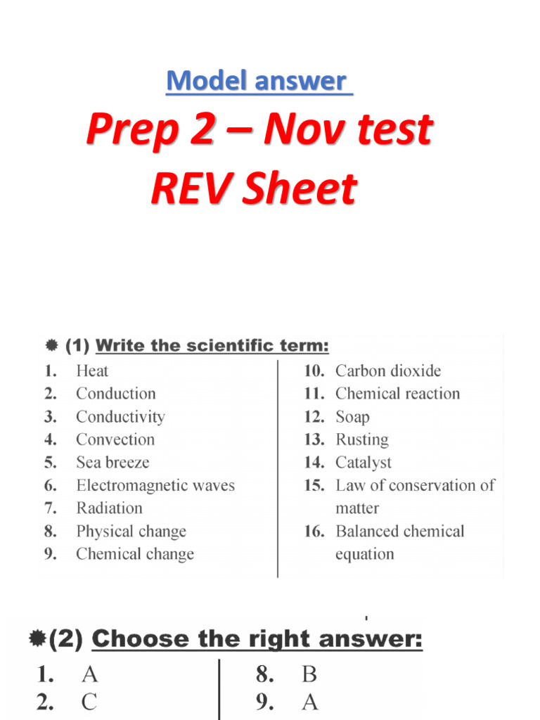 Model Ans - Prep 2 - Nov Test | PDF