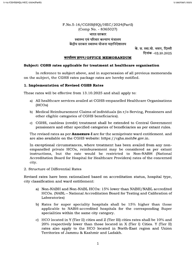 New Cghs Letter 03.10.2025 | PDF