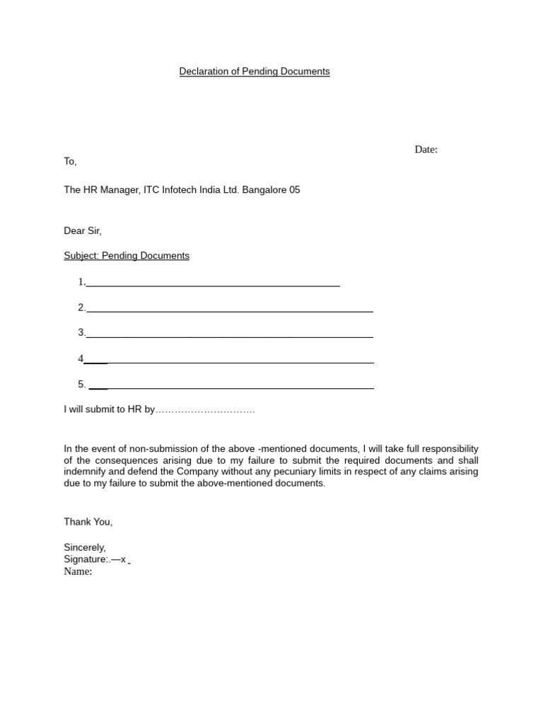 Declaration of Pending Documents | PDF