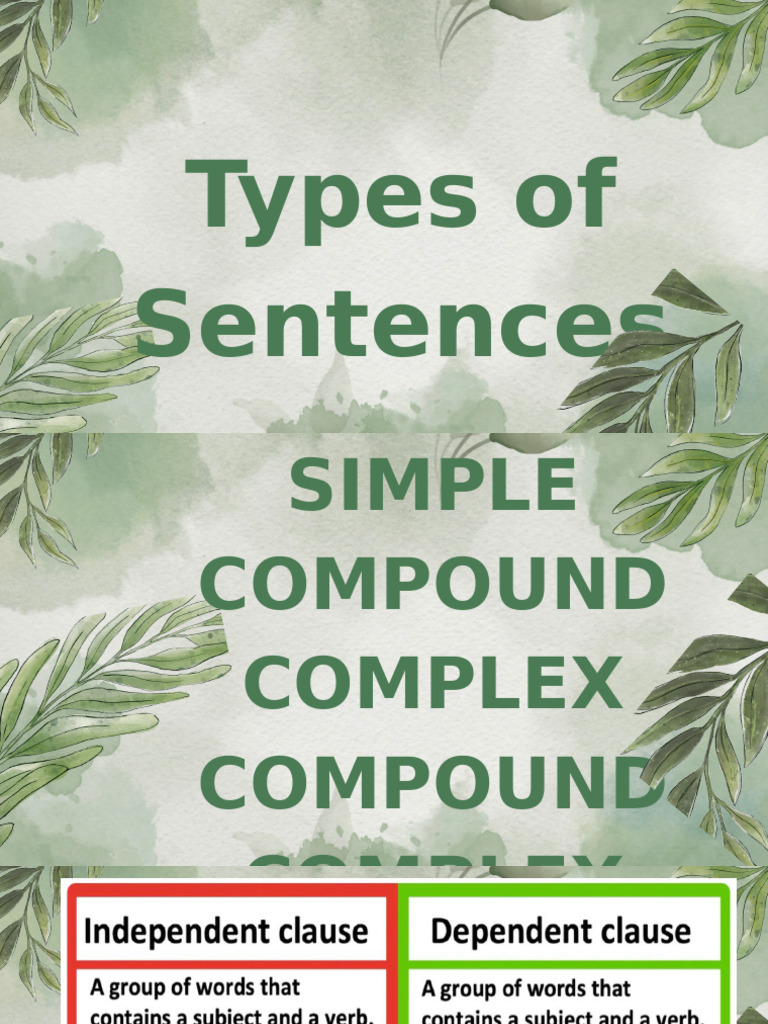 Types of Sentences Explained | PDF | Sentence (Linguistics) | Subject ...