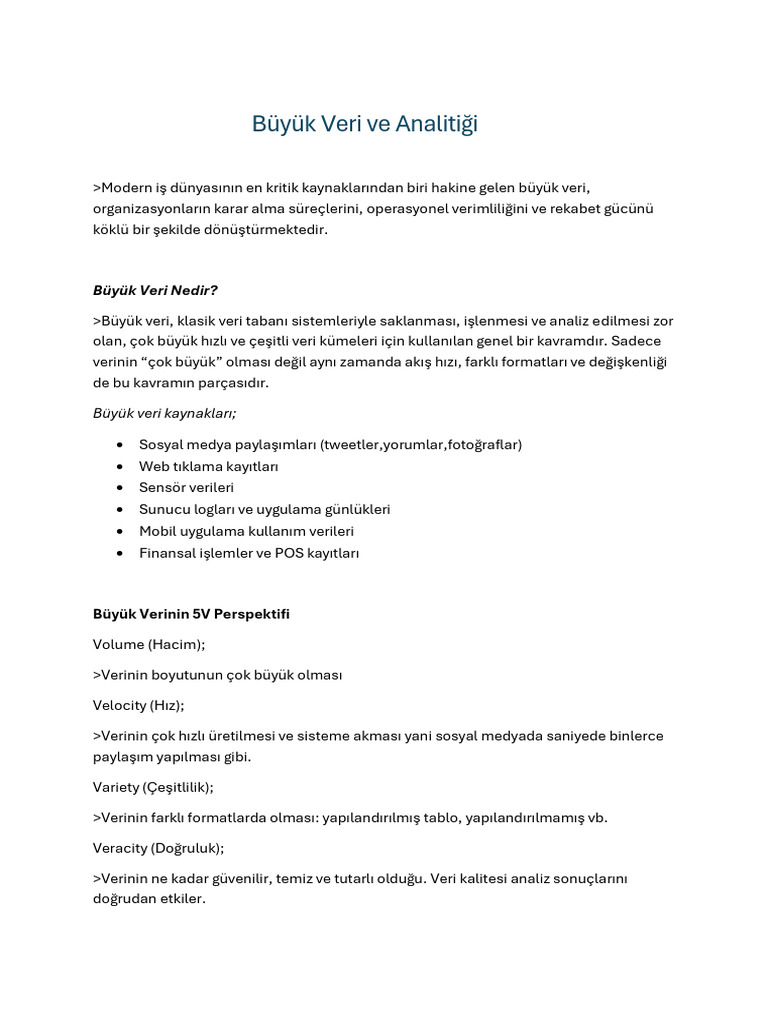Büyük Veri Ve Analitiği Yazı | PDF