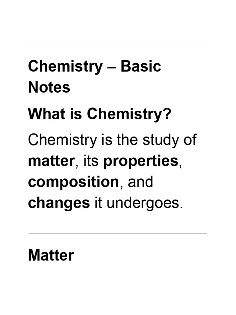 Chem - Basic Notes | PDF
