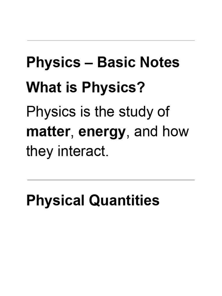 Basic Physics Concepts and Principles | PDF