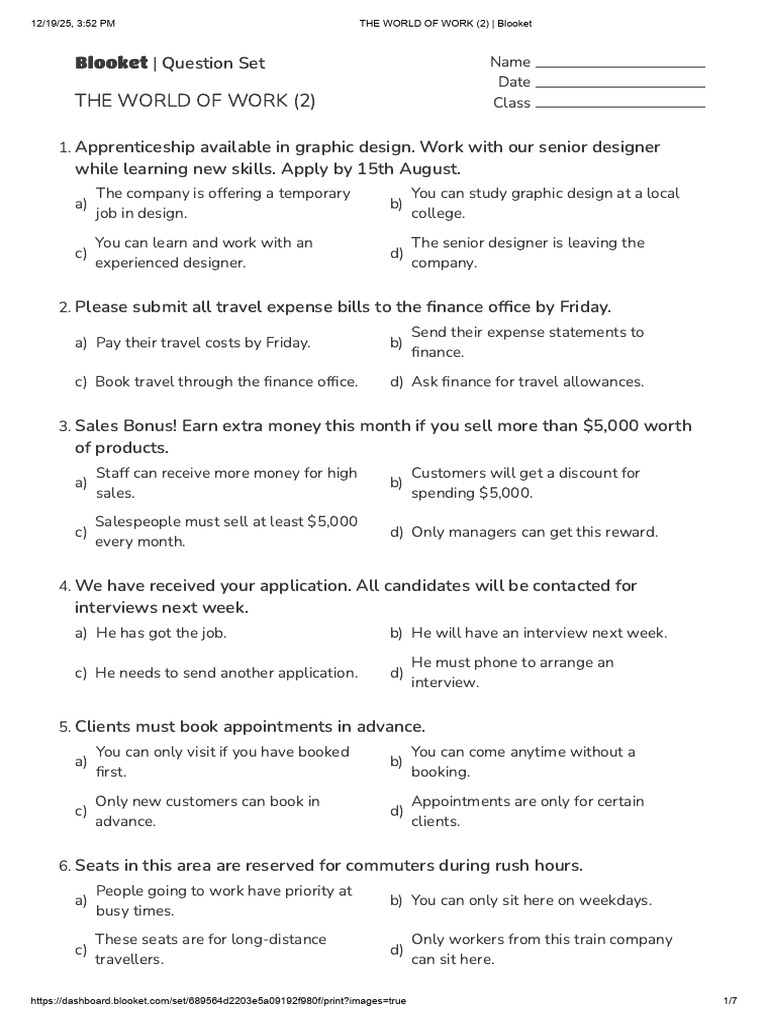 Blooket Question Set for Workplace Scenarios | PDF | Babysitting