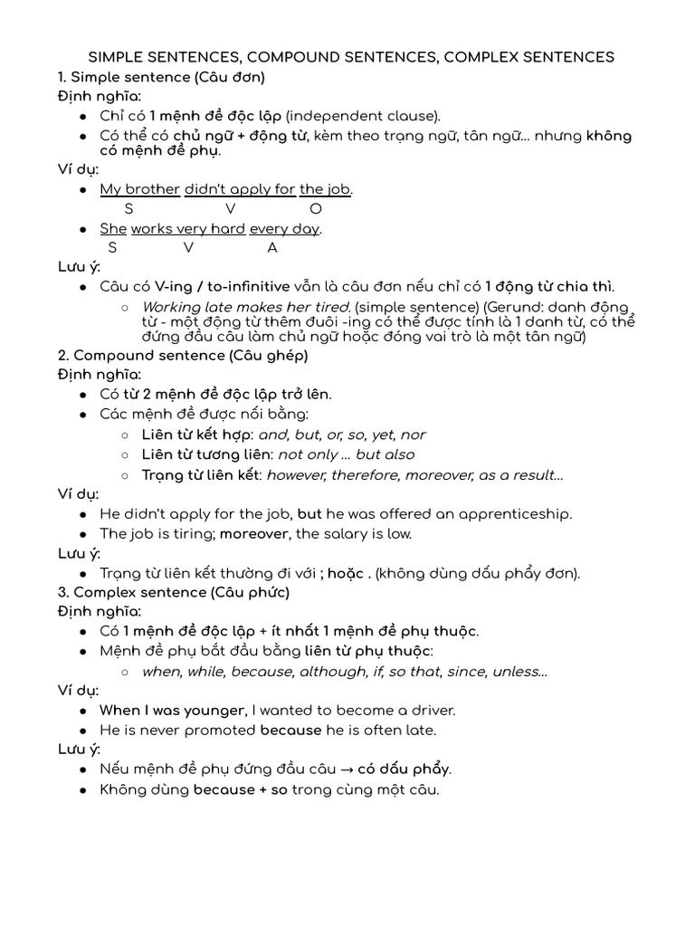 Simple, Compound, Complex Sentences | PDF