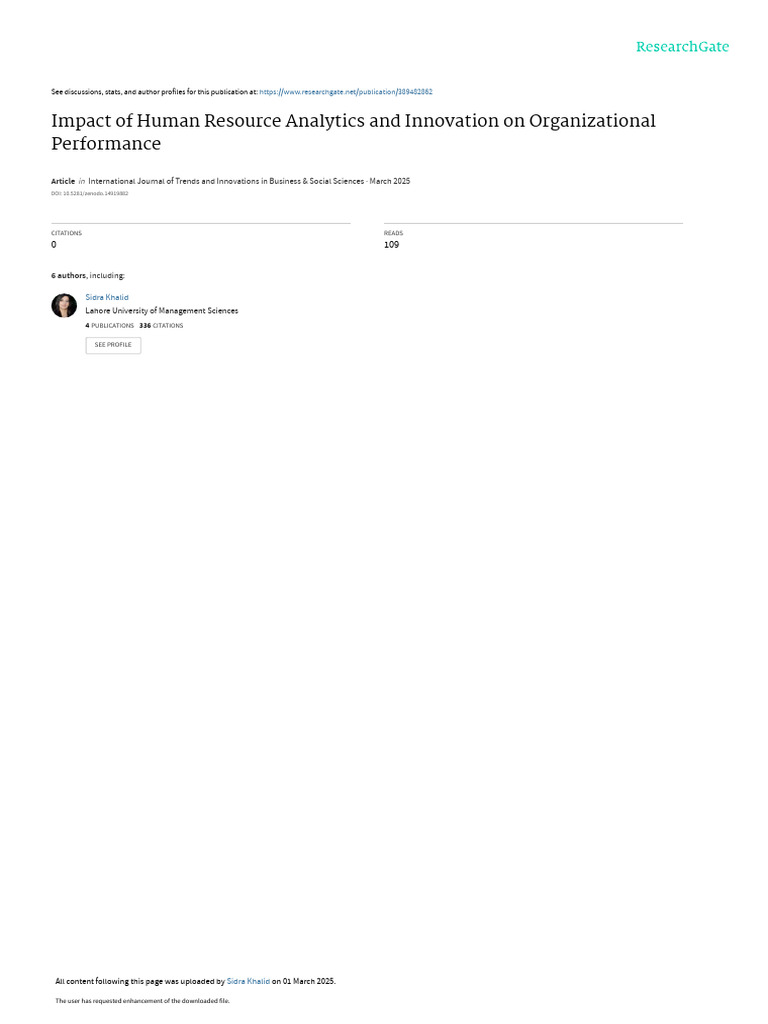 Impactof Human Resource Analyticsand Innovationon Organizational ...