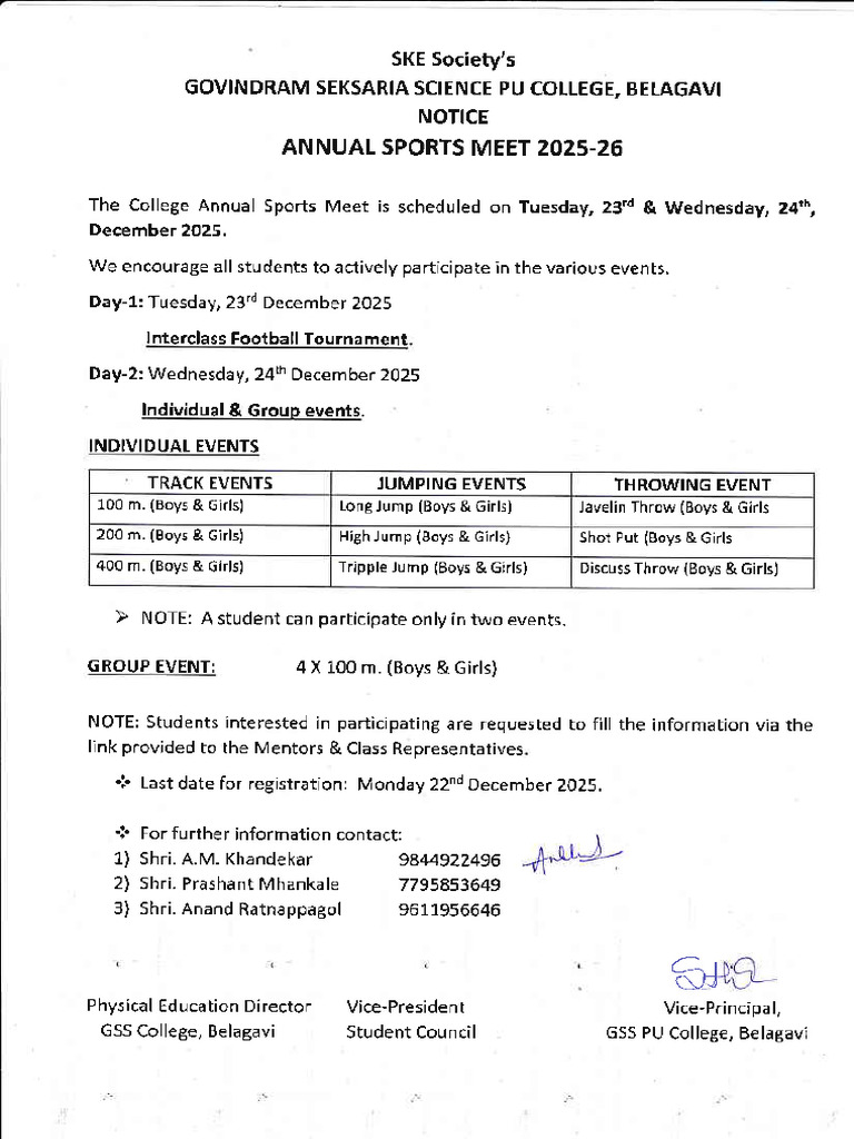 Annual Sports Meet Notice - 0001 | PDF