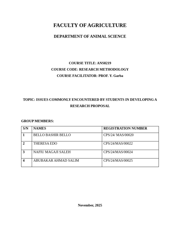 Issues Commonly Encountered by Students in Developing A Research ...