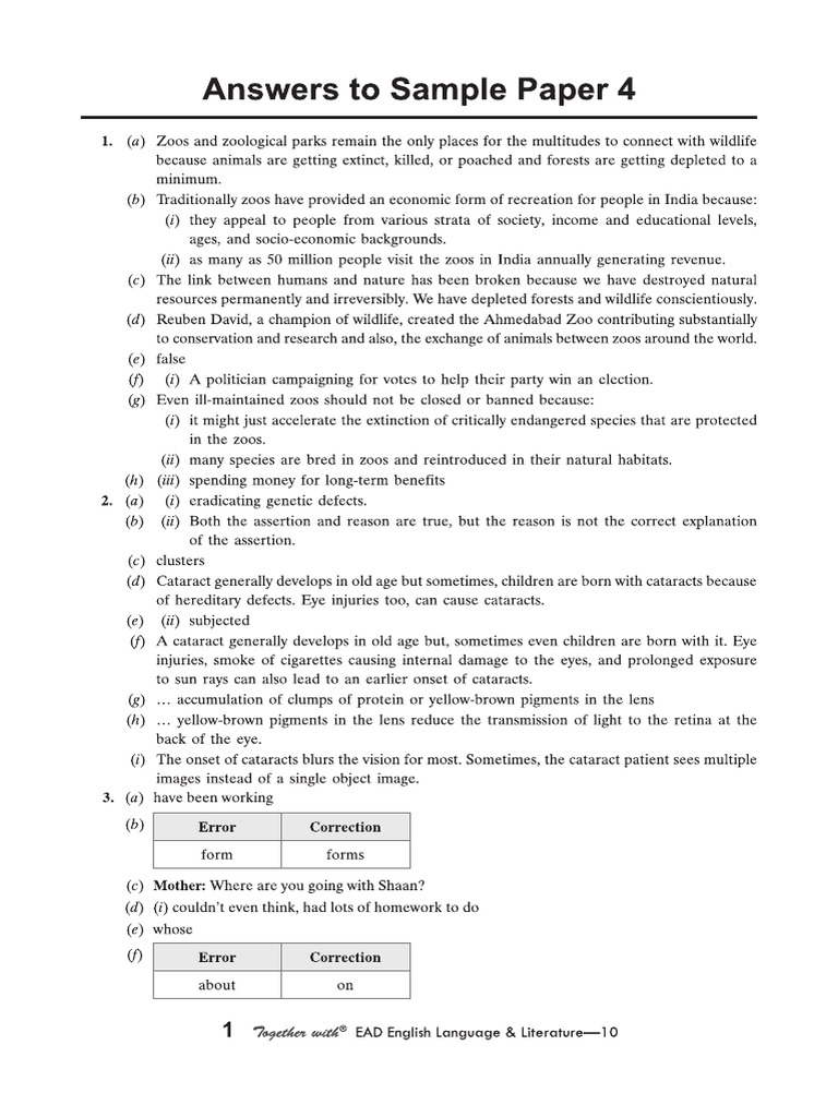 Cbse Cl10 Ead English LLR 2026 Edition Ans To SP 4 | PDF