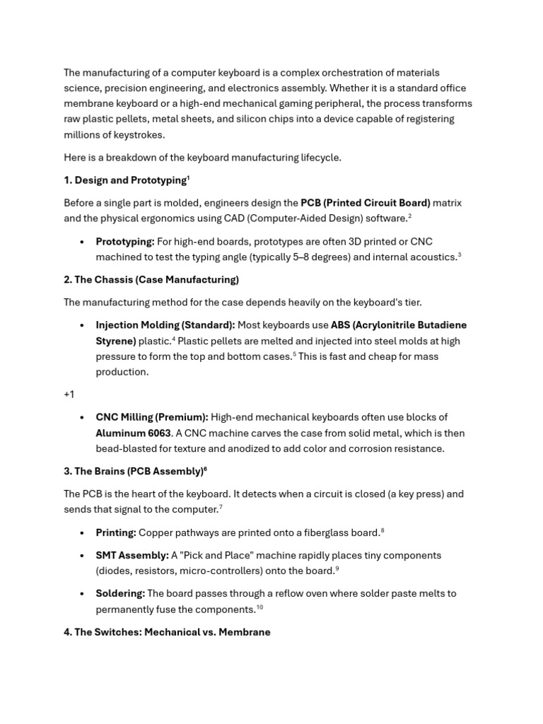 The Manufacturing of A Computer Keyboard Is A Complex Orchestration of ...