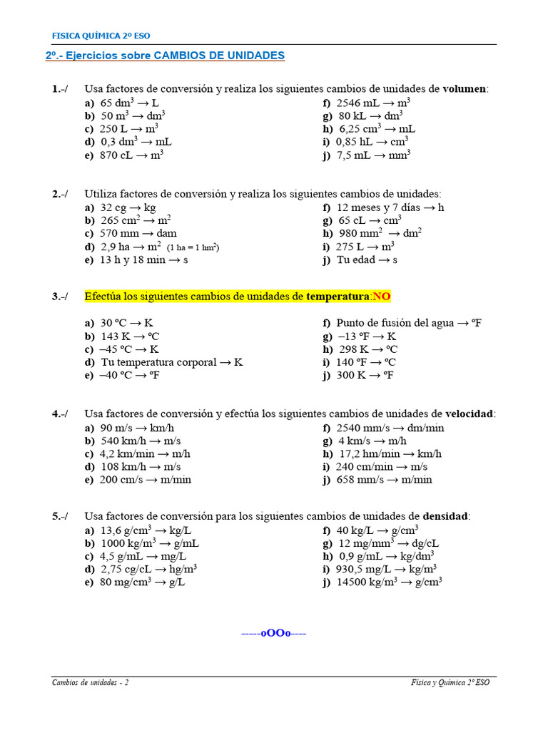 Alumnos-Ejercicios Factores Conversion-Hoja 2 | PDF | Sistema ...