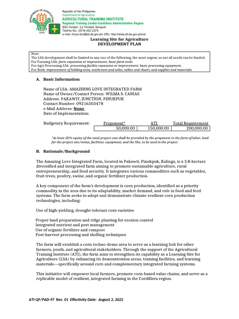 Amazhing Love Development Plan | PDF | Agriculture | Sustainable ...