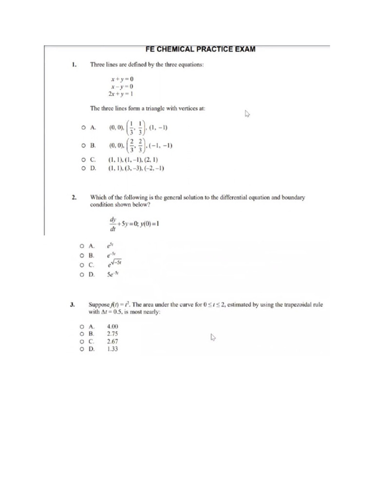 Fe Chemical Practice Exam