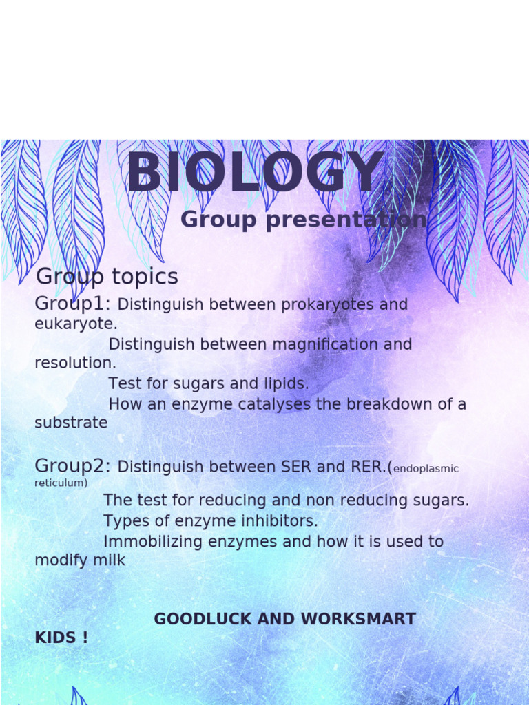 Biology Group Presentation Topics | PDF