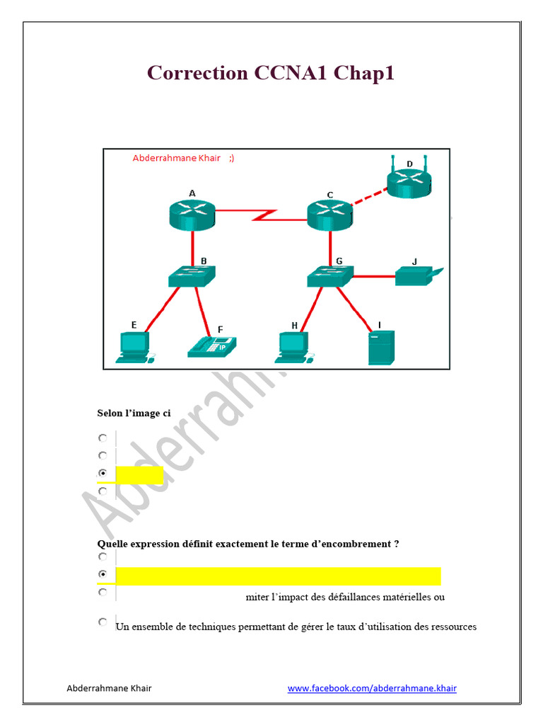 Correction CCNA1 : Questions et Réponses | PDF | Protocoles Internet ...