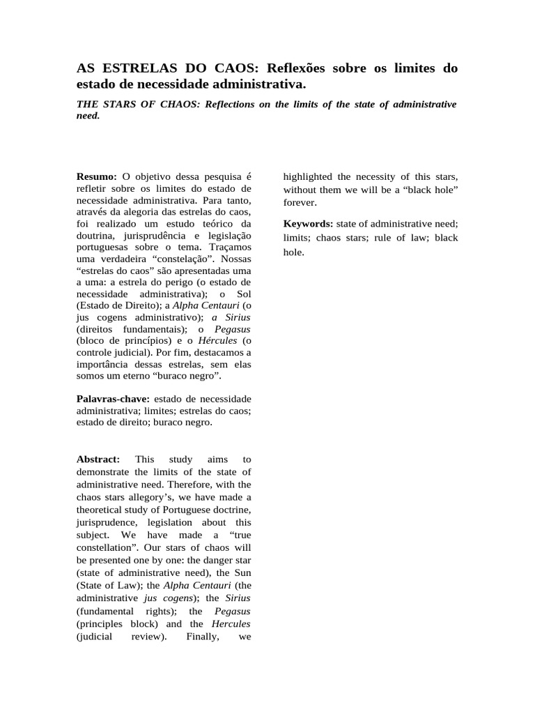 Ok- Artigo- Revista Jus Scriptum- As Estrelas Do Caos | PDF | Estado ...