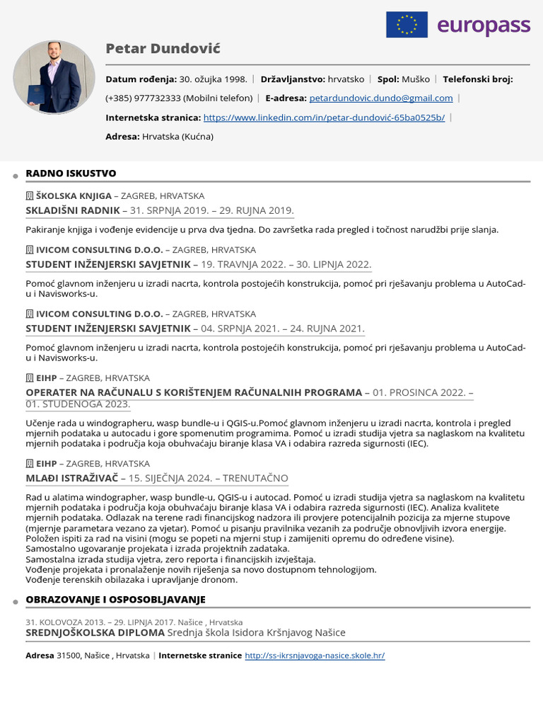 Petar_Dundović_CV_HR | PDF
