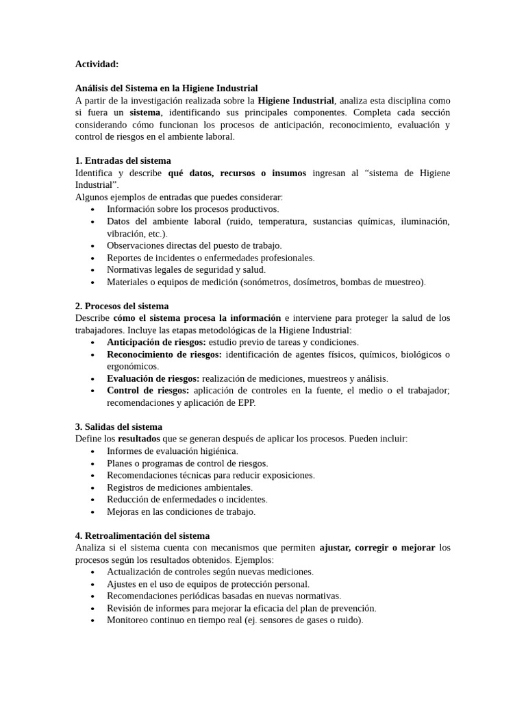 Actividad abog | PDF | Higiene Ocupacional