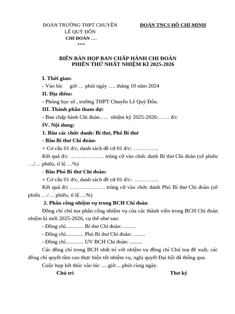 13 Bien Ban Hop Phan Cong Bch | PDF