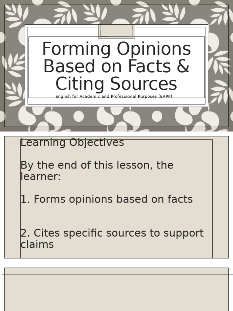 Forming Fact-Based Opinions & Citing Sources | PDF | Plagiarism | Cognition