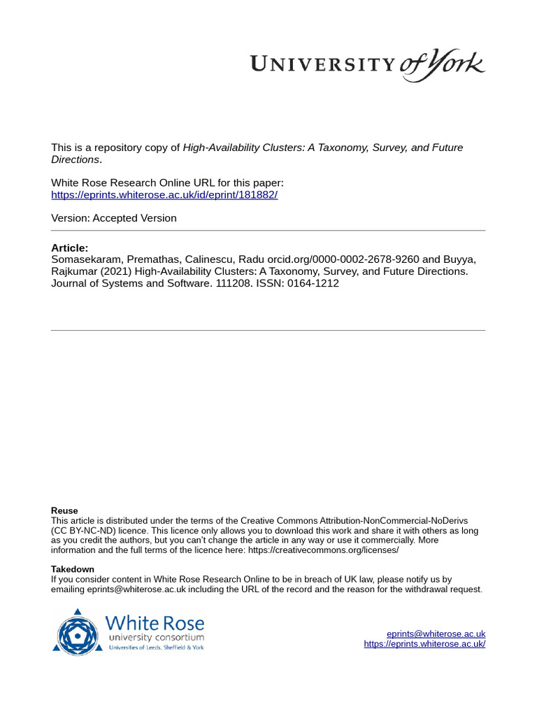 High_Availability_Clusters_A_Taxonomy_Survey_and_Future_Directions | PDF | Computer Cluster ...